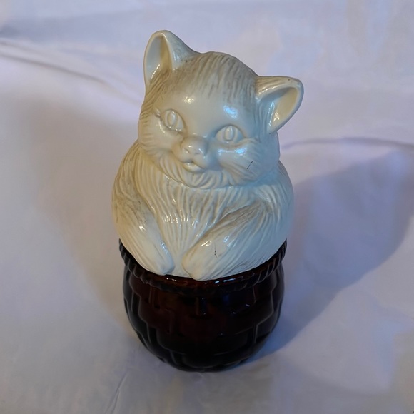 Avon | Other | Avon Cat In A Basket Cream Sachet Glass Container | Poshmark